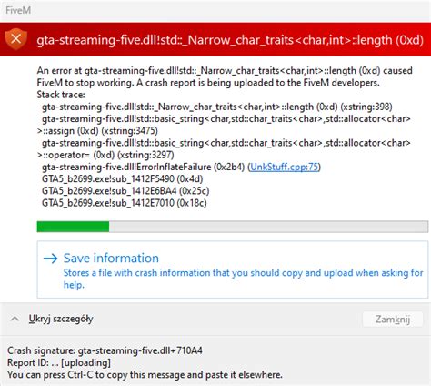 Crash Gta Streaming Five Dll A FiveM Client Support Cfx Re Community
