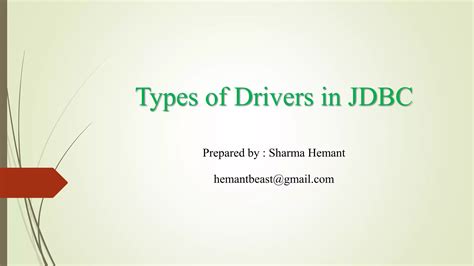 Types Of Drivers In Jdbc Pptx