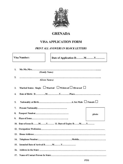 Fillable Online Requirements Photo Authentication Form Visa Application
