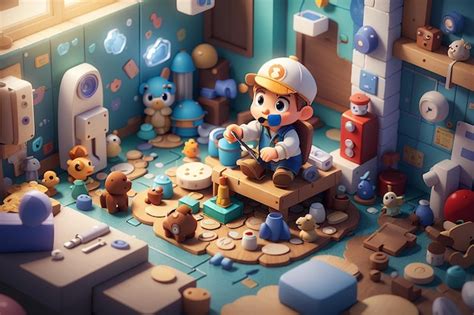 Premium Photo Very Detailed Tiny Cute Plumber