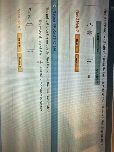 Solved Find The Missing Coordinate Of P Using The Fact That