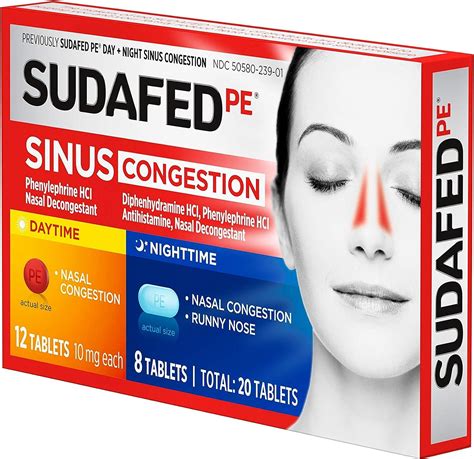Sudafed Pe Day And Night Sinus Pressure And Congestion Tablets 20 Count