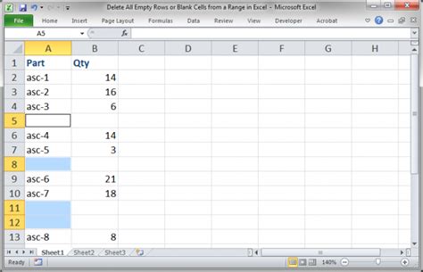 Delete All Empty Rows Or Blank Cells From A Range In Excel