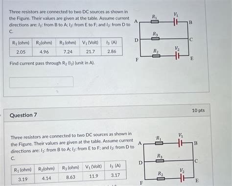 Solved Three Resistors Are Connected To Two DC Sources As Chegg Com