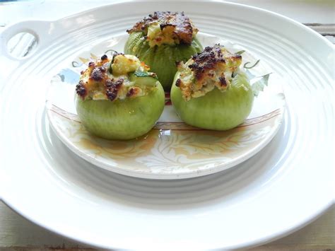 Let Them Eat Healthy 4 Cheese And Zucchini Stuffed Green Tomatoes
