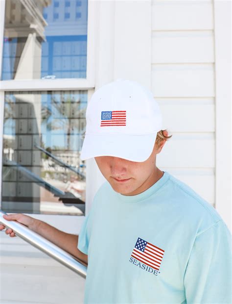 White American Flag Embroidered Hat The Seaside Style