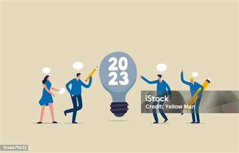 2023 연례 계획 회의 조직의 목표 또는 방향 비즈니스 팀이 회의에서 브레인스토밍을 하고 있습니다 그림 2023년에 대한 스톡 벡터 아트 및 기타 이미지 Istock