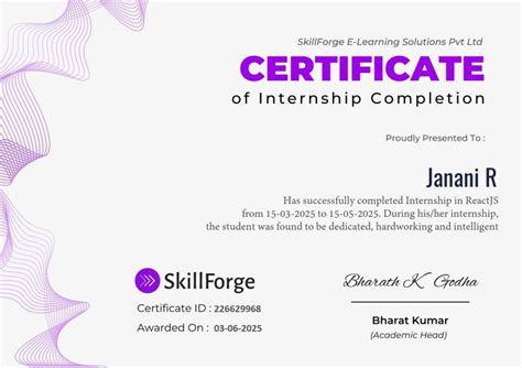 reactjs internship webdevelopment skillforge frontenddevelopment… janani rajendran