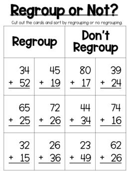 Regroup Or Not Sort Addition And Subtraction By The Stemtastic Teacher