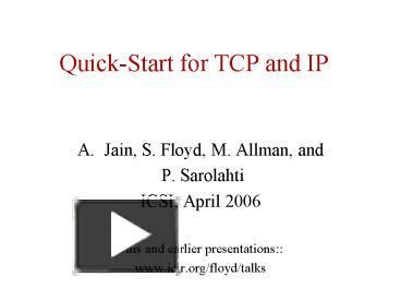 Quick Start For TCP And IP Presentation Free To Download