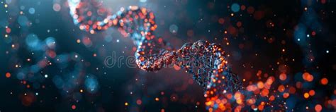 In A Digital Space Theres A Futuristic Dna Strand With A Glowing
