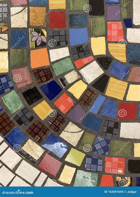 Colorful Mosaic Tiles Texture Patchwork Chipped Tiles In Vintage Style