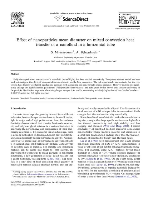 Pdf Effect Of Nanoparticles Mean Diameter On Mixed Convection Heat Transfer Of A Nanofluid In