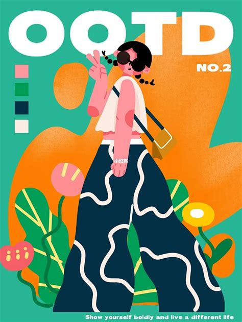 时尚穿搭扁平人物插画系列 花瓣网