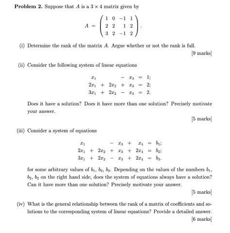 Solved Problem 2 Suppose That A Is A 34 Matrix Given By Chegg Com