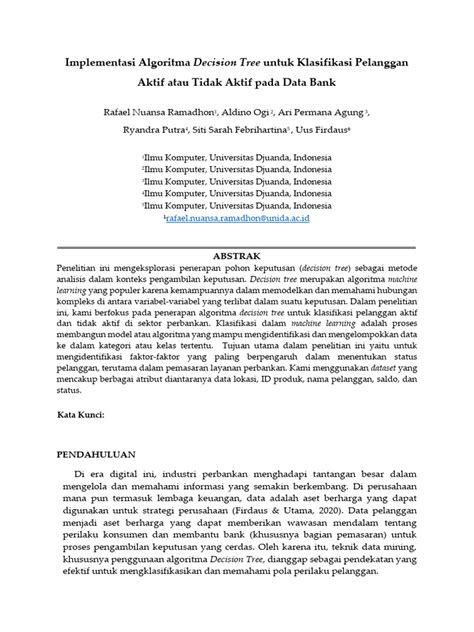 1860 1874 Implementasi Algoritma Decision Tree Untuk Klasifikasi Pelanggan Pdf