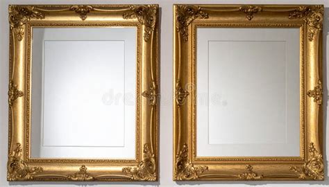 Pair Of Ornate Gold Mirrors With Empty Frames Stock Illustration