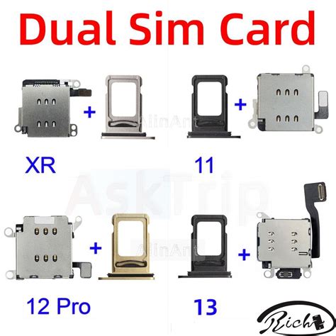 Original Dual Sim Card Reader Adapter Socket Tray Slot Holder Connector Flex Cable For IPhone