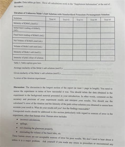 FORMAL LAB REPORT FORMAT Before You Start Writing Chegg Com