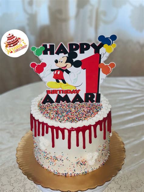 Mickey Mouse Themed Drip Cake