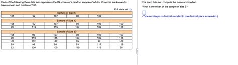 Solved Each Of The Following Three Data Sets Represents The