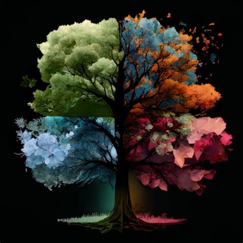 Premium Ai Image There Are Four Different Trees With Different Colors