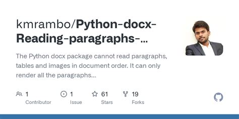 Github Kmrambo Python Docx Reading Paragraphs Tables And Images In Document Order The Python