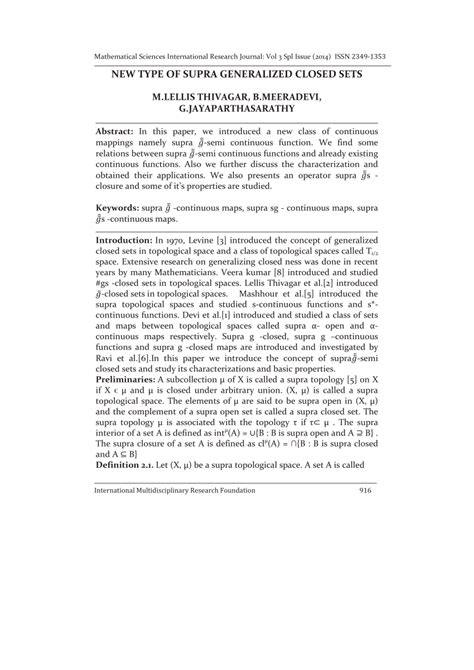 Pdf New Type Of Supra Generalized Closed Sets