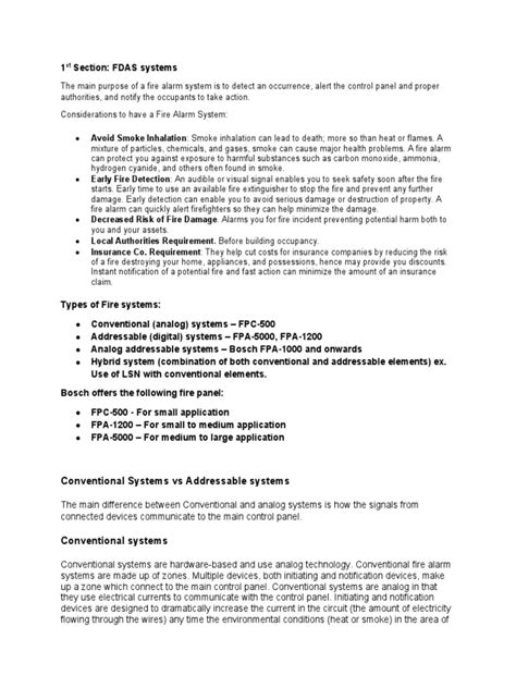 1 Section Fdas Systems Conventional Systems Vs Addressable Systems Pdf Electrical