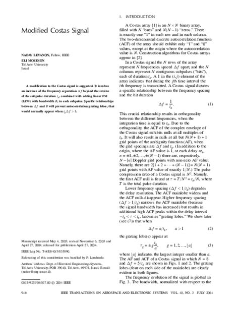 Pdf Modified Costas Signal