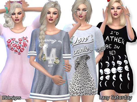 Pinkzombiecupcakes Pzclazy Saturday Sleep Tee Pack Sims 4 Sims 4