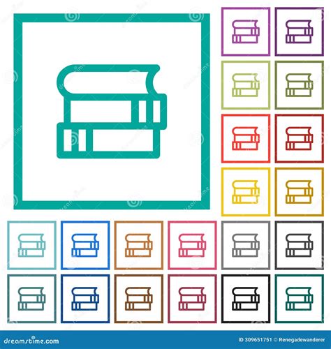 Stack Of Books Outline Flat Color Icons With Quadrant Frames Illustration 309651751 Megapixl