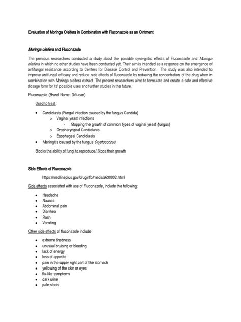 Evaluation Of Moringa Oleifera In Combination With Fluconazole As An