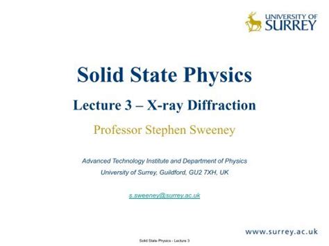 Solid State Physics Lecture 3 X Ray Diffraction University Of Surrey