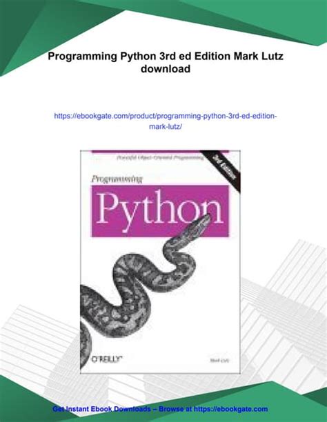 Programming Python 3rd Ed Edition Mark Lutz Pdf