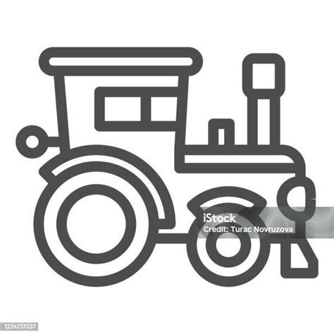 트랙터 라인 아이콘 농장 기계 기호 흰색 배경에 농업 모터 벡터 기호 모바일 개념 및 웹 디자인에 대 한 개요 스타일 농부 기계 아이콘 벡터 그래픽 10에 대한 스톡 벡터