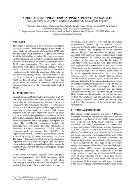Pdf A Tool For 2 1d Phase Unwrapping Application Examples