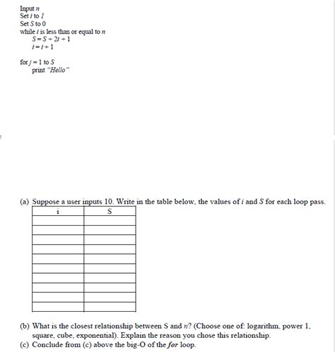 Solved Input N Set I To 1 Set S To 0 While I Is Less Than Or