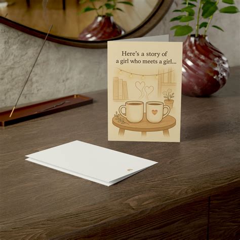 Lesbian Anniversary Card Girl Meets A Girl Cute Wlw Love Card With