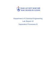 Diffusion Sep B Docx Department Of Chemical Engineering Lab Report Separation Processes B
