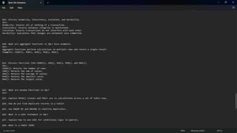 Piyush Kapse On Linkedin Im Preparing Concise Notes For Sql Interview Questions Covering Key