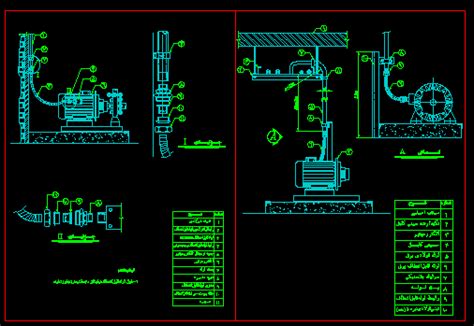 دانلود نقشه اتوکد جزییات نصب و دمونتاژ برق پمپ های آب و