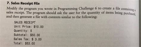Solved Java Programming Challenge 7th Edition Sales Receipt