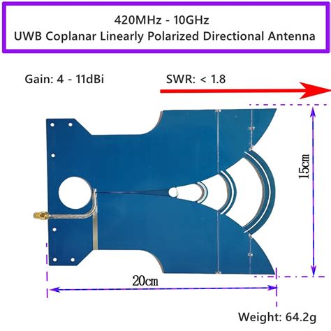 420mhz 10ghz Uwb Ultra Wide Band Antenna High Gain Directional Antenna With Sma Male Connector