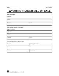 Free Wyoming Trailer Bill Of Sale Template Pdf Word Legal Templates