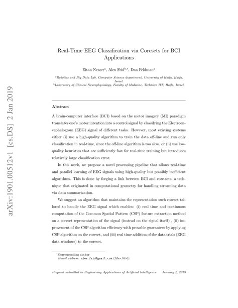 Pdf Real Time Eeg Classification Via Coresets For Bci Applications