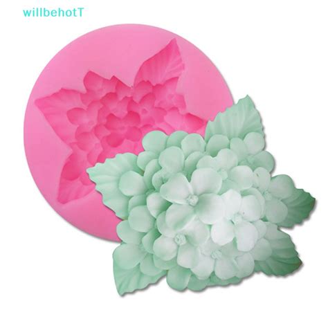 [willbehott] แม่พิมพ์ซิลิโคน รูปดอกไม้ ไฮเดรนเยีย สําหรับทําเบเกอรี่ คัพเค้ก ฟองดองท์ Diy 1 ชิ้น