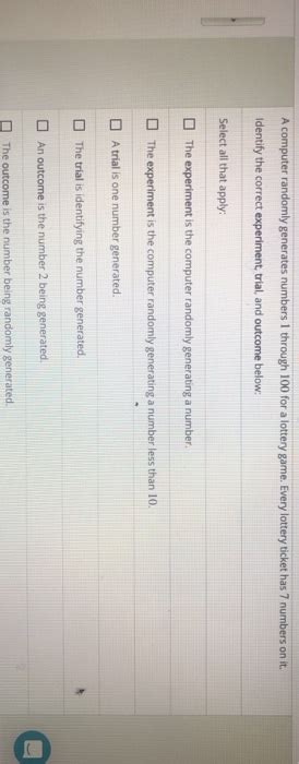 Solved A Computer Randomly Generates Numbers 1 Through 100