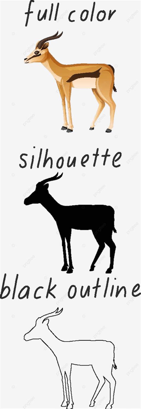 Collection Of Impalas Rendered In Color Silhouette And Black Outline On