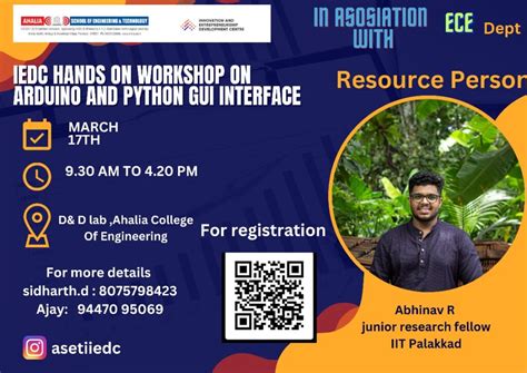 Iedc Workshop On Arduino And Python Gui Interface Ahalia School Of Engineering Technology